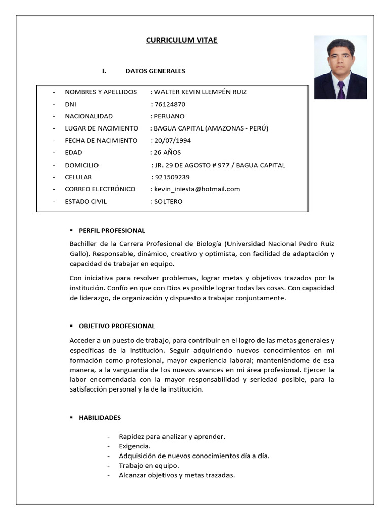 CV - Kevin | PDF | Perú