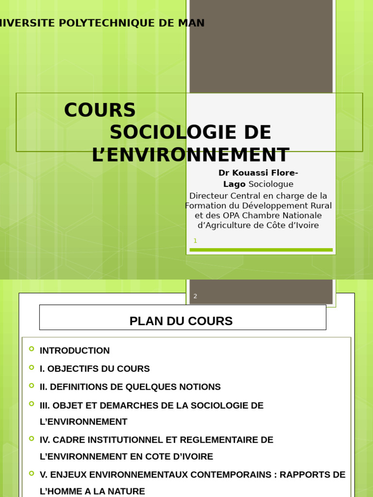 Cours de Sociologie de l'Environnement | PDF | Environnement naturel ...