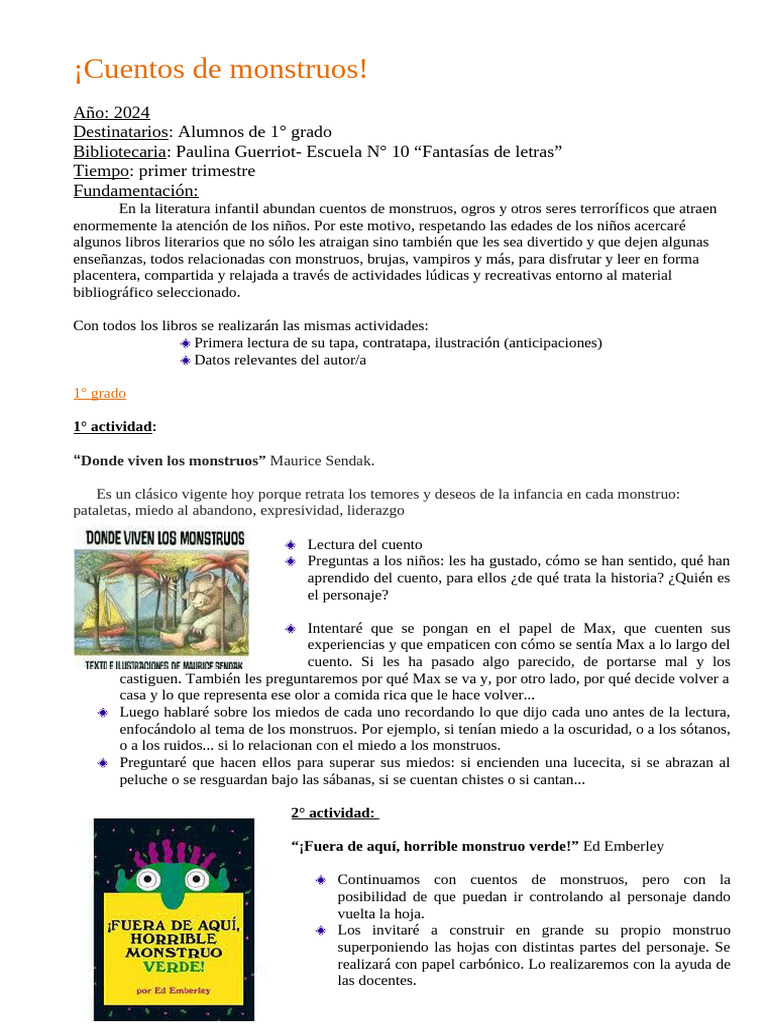 Proyecto Cuentos de monstruos | PDF