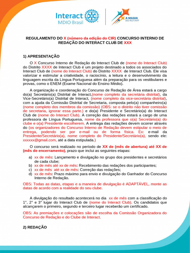MODELO DE EDITAL PARA CONCURSO INTERNO DE REDAÇÃO | PDF