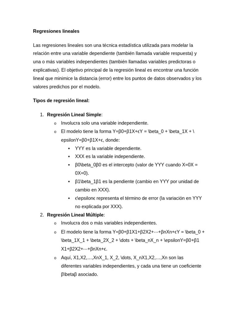 Regresiones Lineales | PDF | Análisis de regresión | Regresión lineal