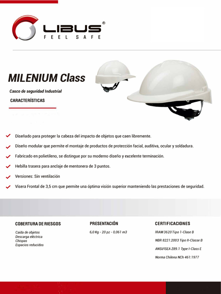 Casco de Seguridad Libus Milenium Class Arnes | PDF