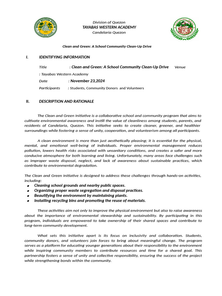 CWTS-PROJECT-PROPOSAL | PDF | Sustainability | Waste Management