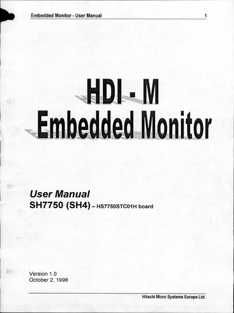 HDI-M Embedded Monitor User Manual SH7750 (SH4) - HS7750STC01H | PDF ...