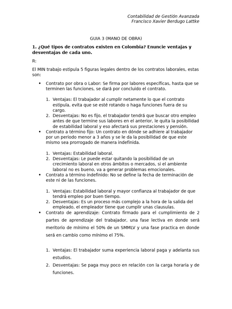 GUIA 3 Francisco Xavier Berdugo Lattke | PDF | Salario | Empleo
