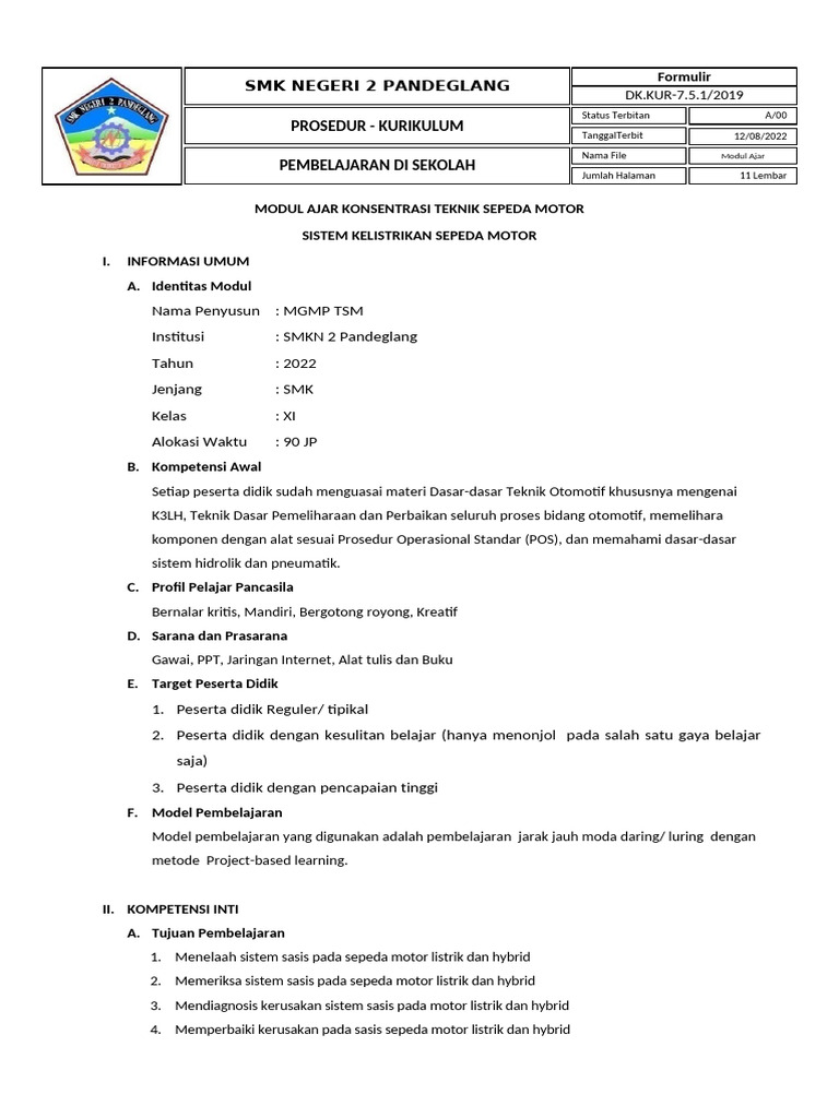 Modul 5 Sistem Sepeda Motor Listrik Dan Hybrid | PDF