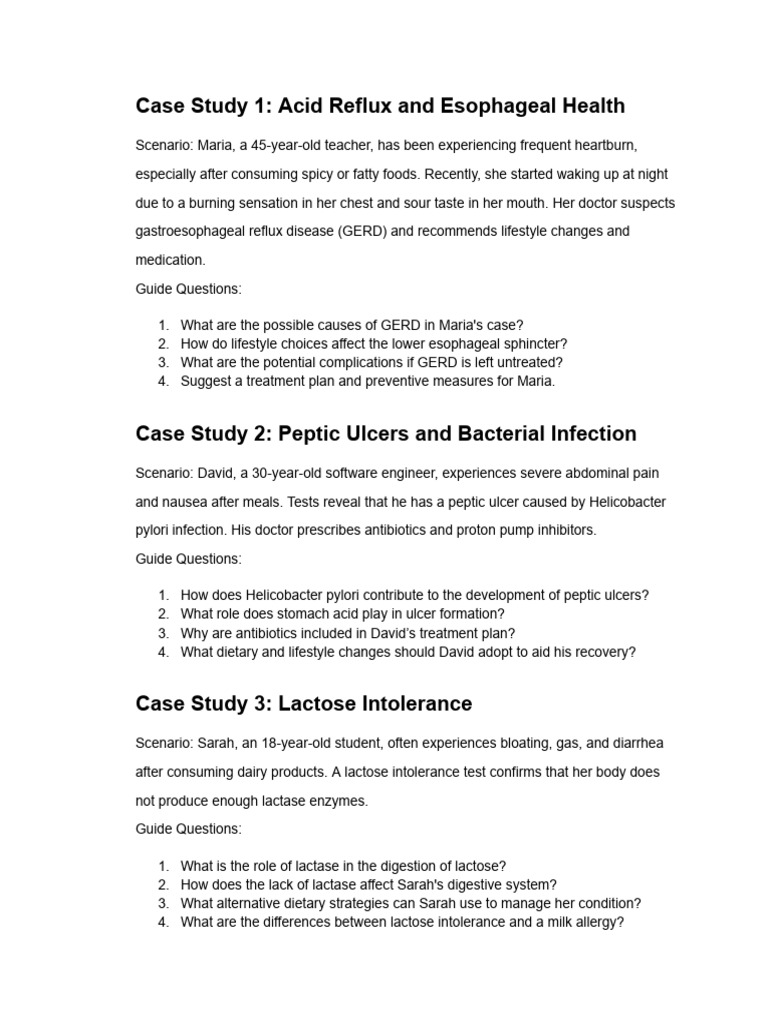 Digestive System Case Study | PDF | Gastroesophageal Reflux Disease ...