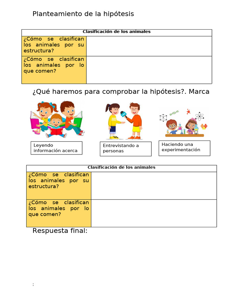 ficha como se clasifican ls animales CYT | PDF ficha como se clasifican ls animales CYT | PDF
