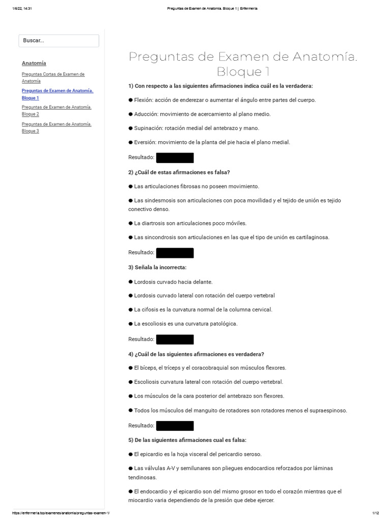 Preguntas de Examen de Anatomía. Bloque 1 - Enfermería | PDF | Riñón | Páncreas