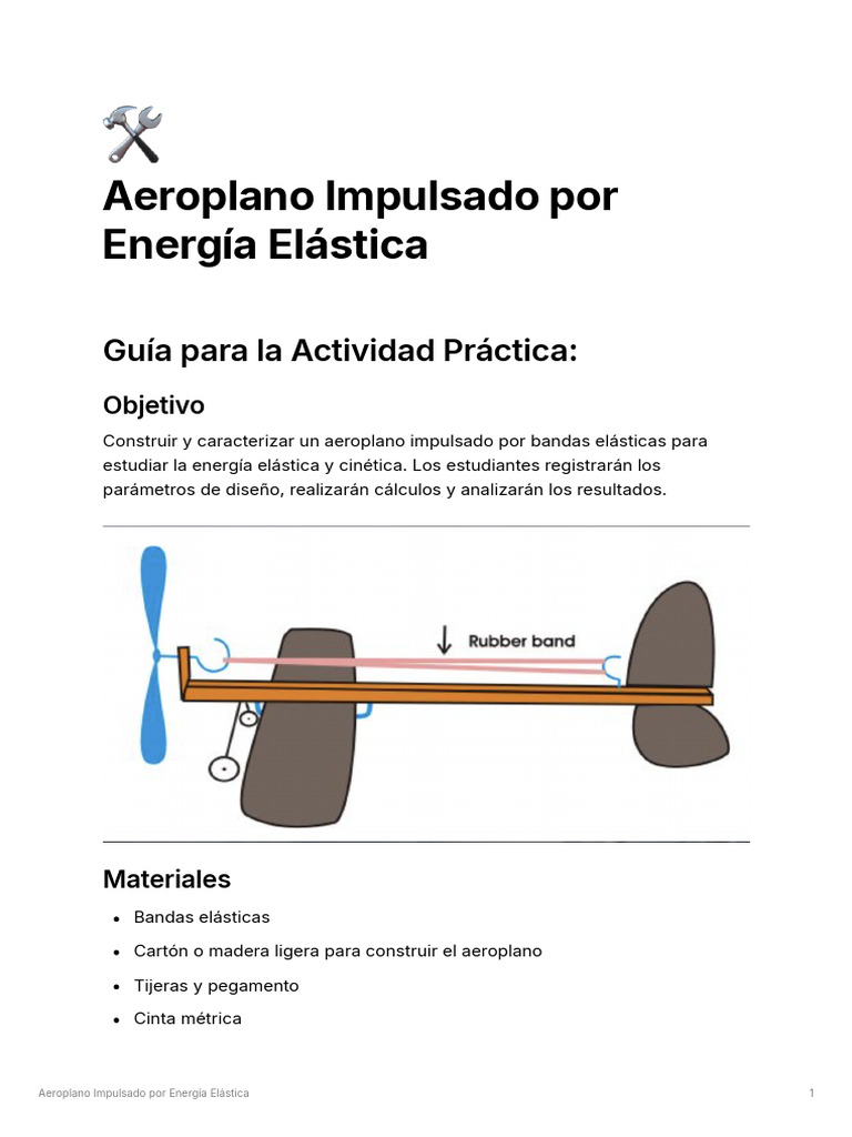 Aeroplano Impulsado Por Energa Elstica | PDF | Elasticidad (Física ...