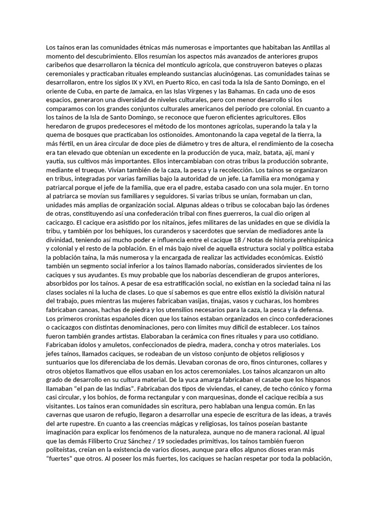 Informe Sobre Los Tainos | PDF