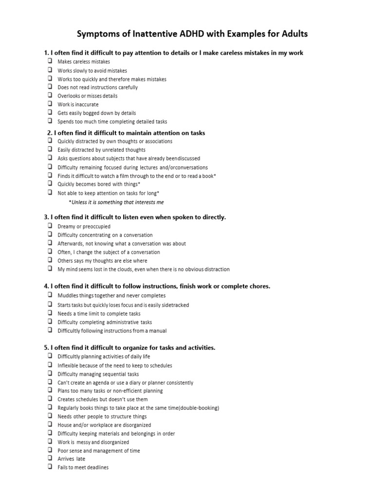 Adult IA Questionnaire | PDF | Attention | Attention Deficit Hyperactivity Disorder