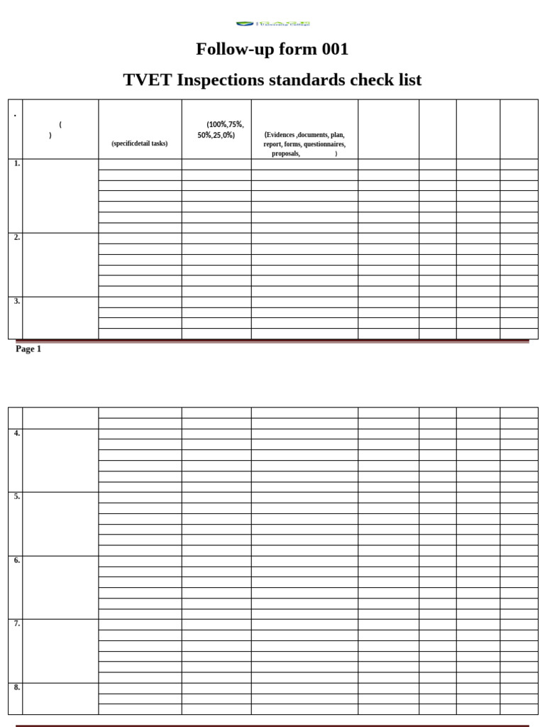 Follow-Up Check For Progress Reports On Inspection Feed Back Correction ...