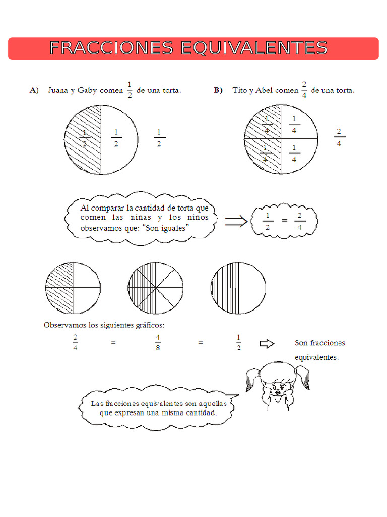 Fracciones Equivalentes para Tercero de Primaria | PDF