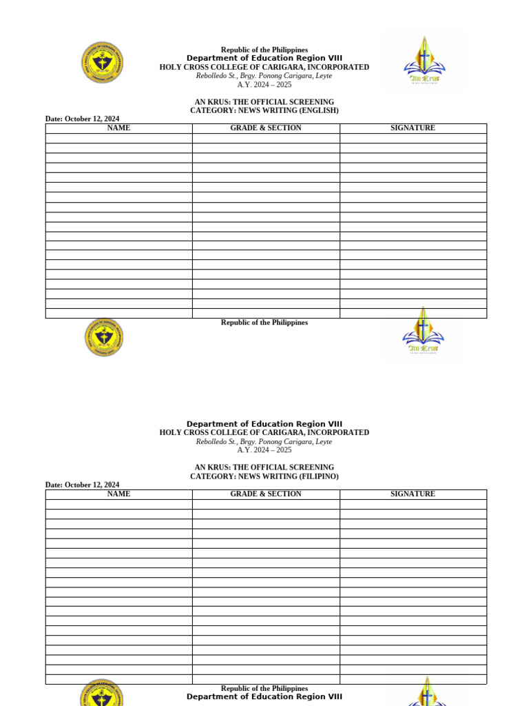 Attendance Sheet For Screening | PDF | Government | Public Administration