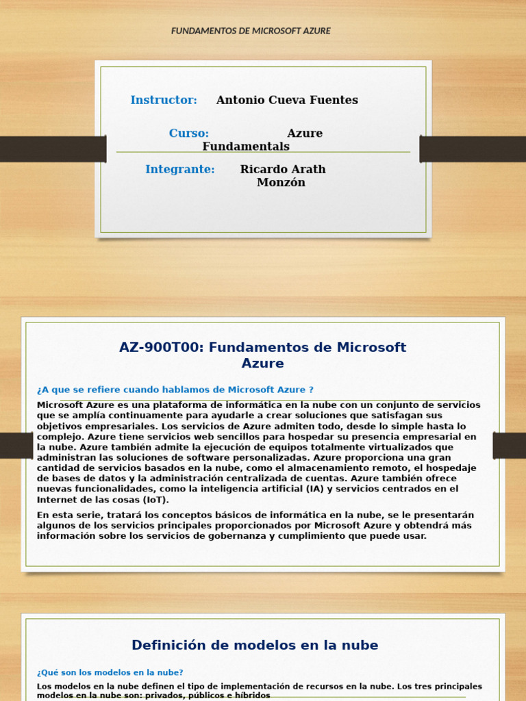 Azure Fundamentals Trabajo Final Ricardo Monzon | PDF | Computación en la nube | Microsoft Azure