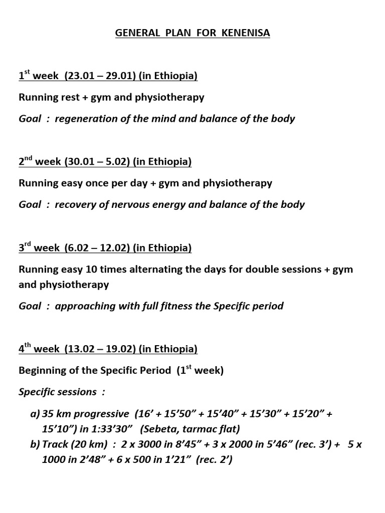 Kenenisa Bekele 2014 Training | PDF | Sport Of Athletics | Physical Exercise