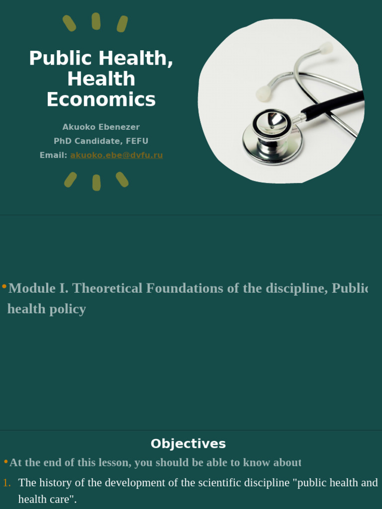 Public Health, Health Economics, Theoretical Foundations of The ...