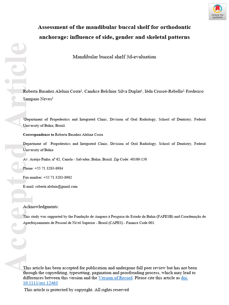 Assessment of The Mandibular Buccal Shelf For Orthodontic Anchorage ...