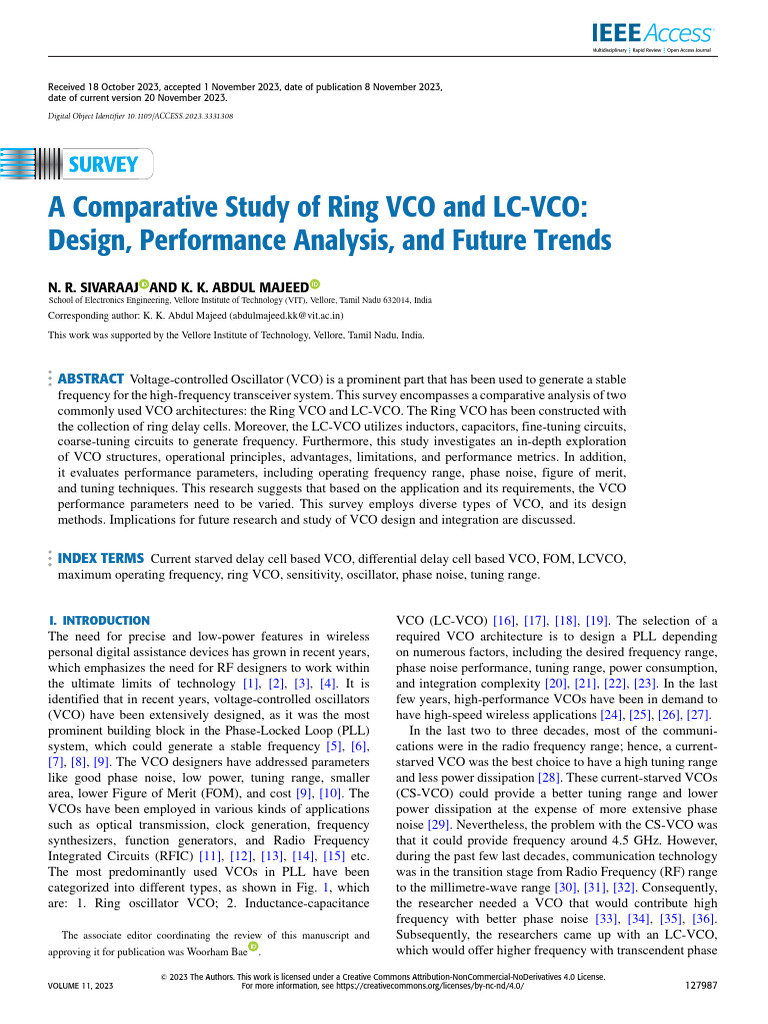 A Comparative Study of Ring VCO and LC-VCO Design Performance Analysis and Future Trends | PDF ...