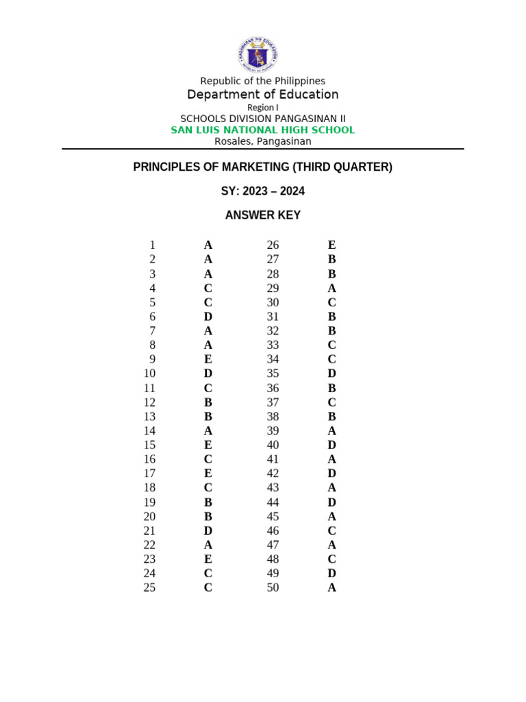 3rd ANSWER KEY | PDF