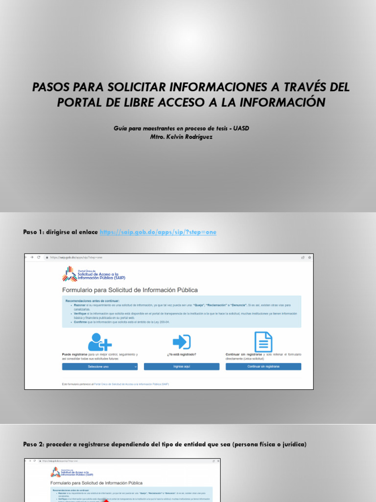 Guía UASD: Solicitar Info en Portal SAIP | PDF