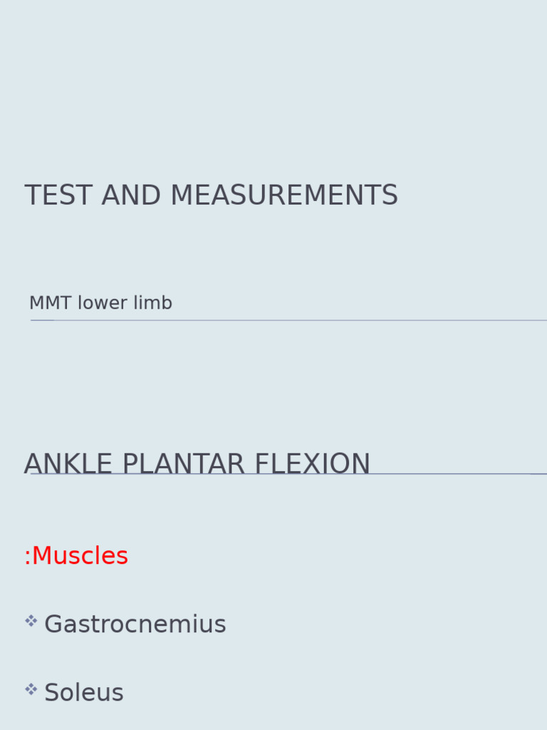 ankle MMT | PDF | Foot | Toe