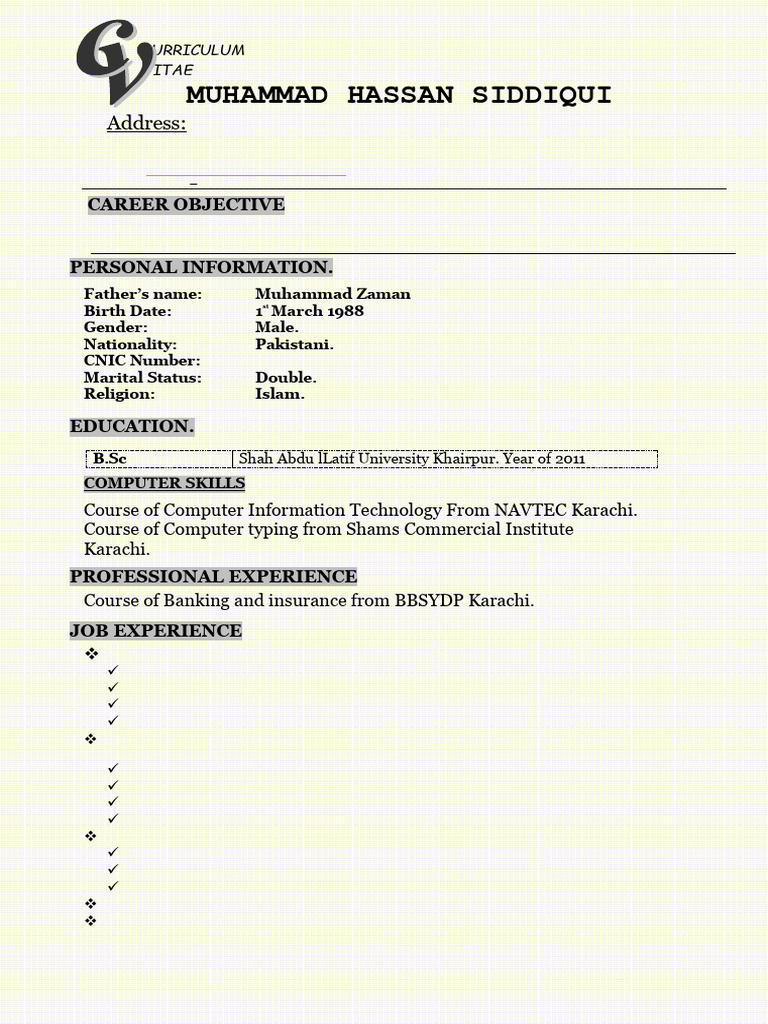 CV Muhammad Hassan Siddiqui 2 | PDF