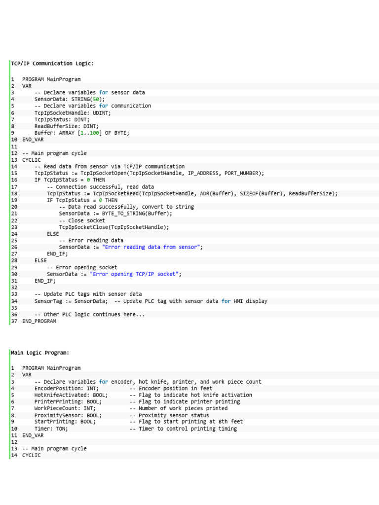 Structured Text Logic | PDF | Programmable Logic Controller | Transmission Control Protocol