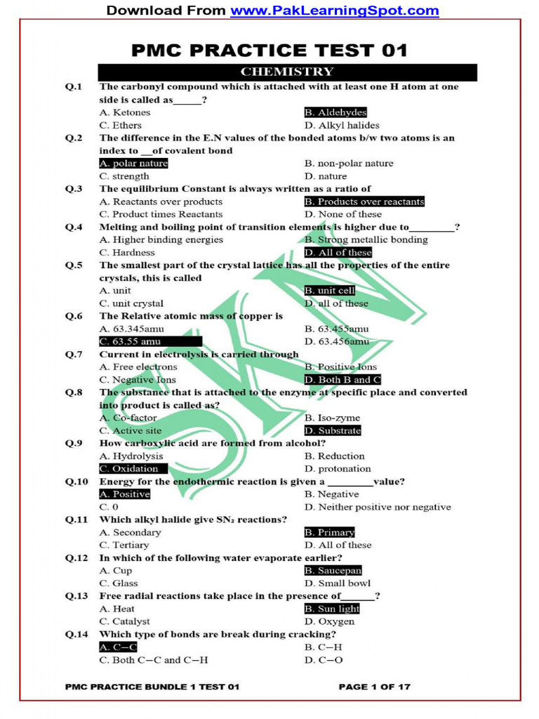 PMC Paid Practice Test 01 Bundle 1 Plspot | PDF | Force | Cell (Biology)