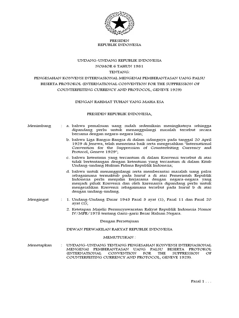 UU Nomor 6 Tahun 1981 | PDF