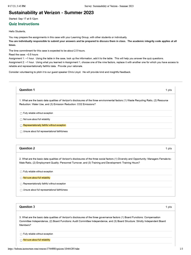 Survey - Sustainability at Verizon - Summer 2023 | PDF | Sustainability ...