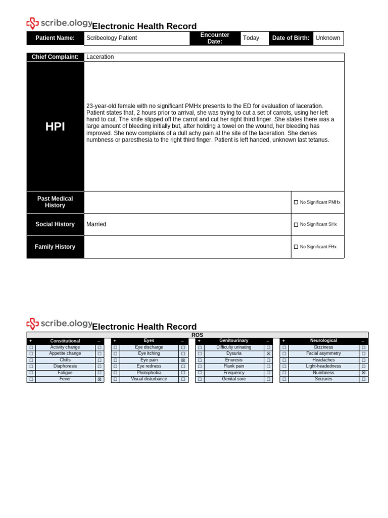 Laceration Repair Documentation Guide | PDF | Wound | Paresthesia
