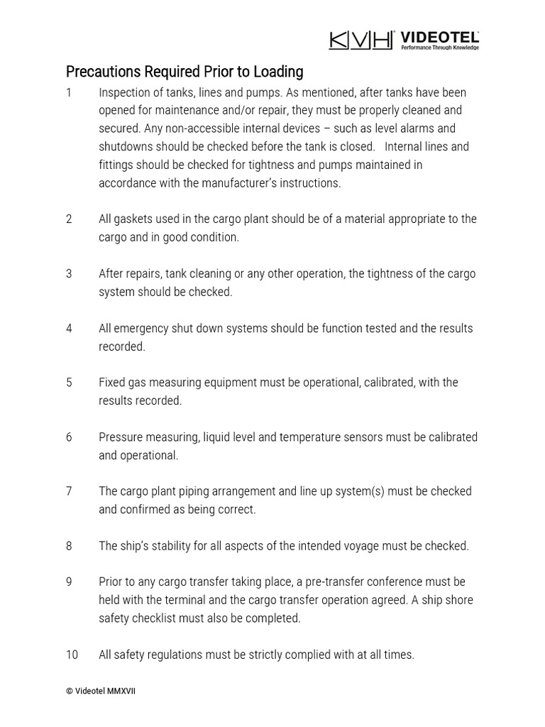 Precautions Required Prior To Loading | PDF
