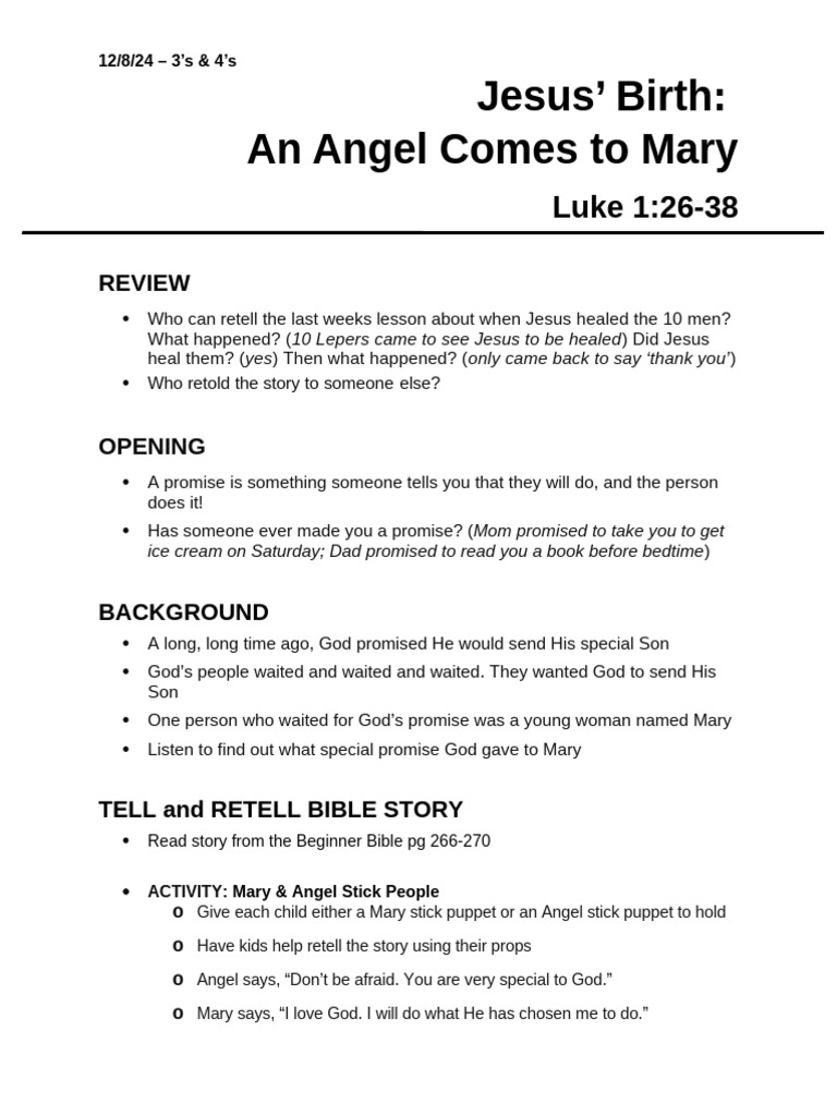 3 S 4 S An Angel Visits Mary | PDF | Mary, Mother Of Jesus | Jesus