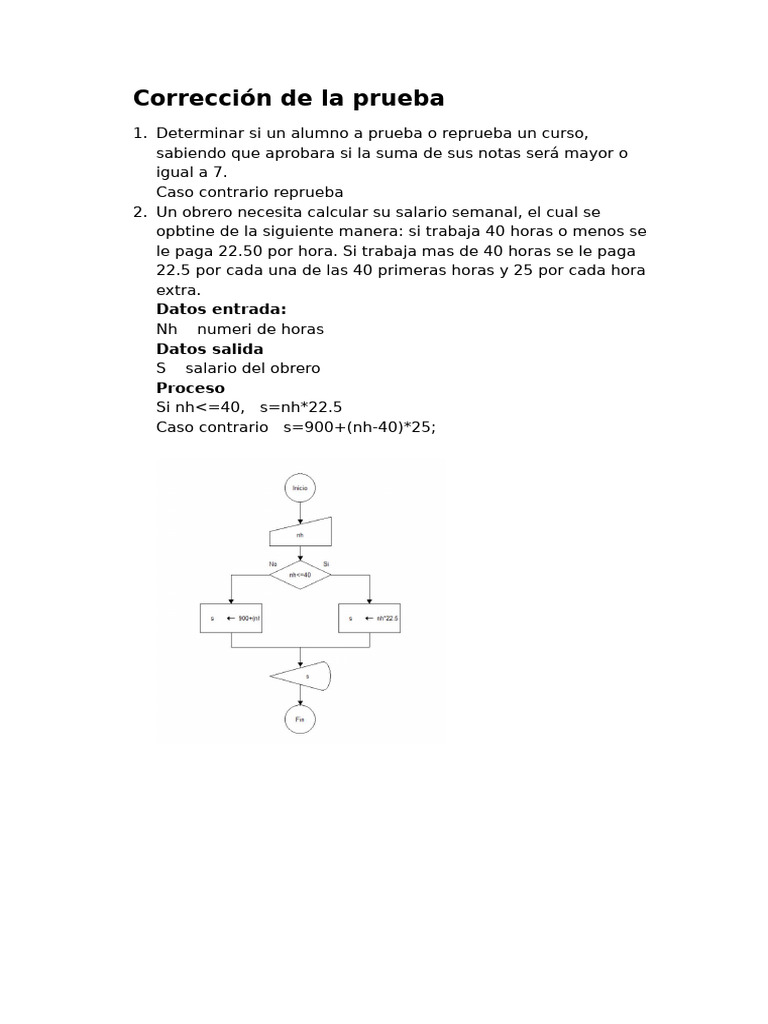 Corrección de la prueba programacion | PDF
