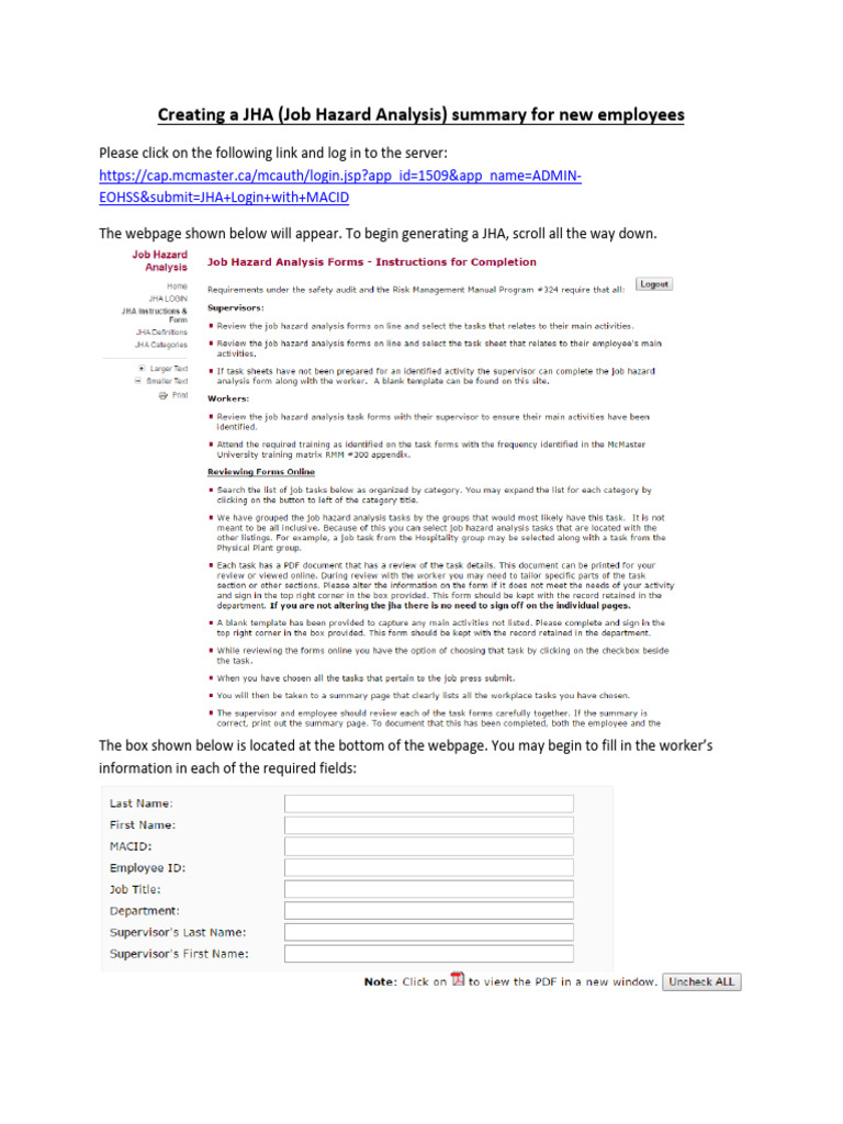 Creating a JHA | PDF