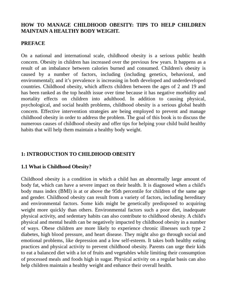 Childhood obesity | PDF | Obesity | Healthy Diet