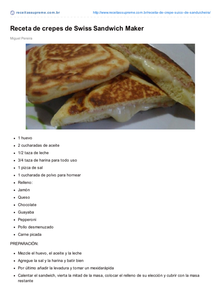 Receta de Crepe Suizo en Sanduicheira | PDF