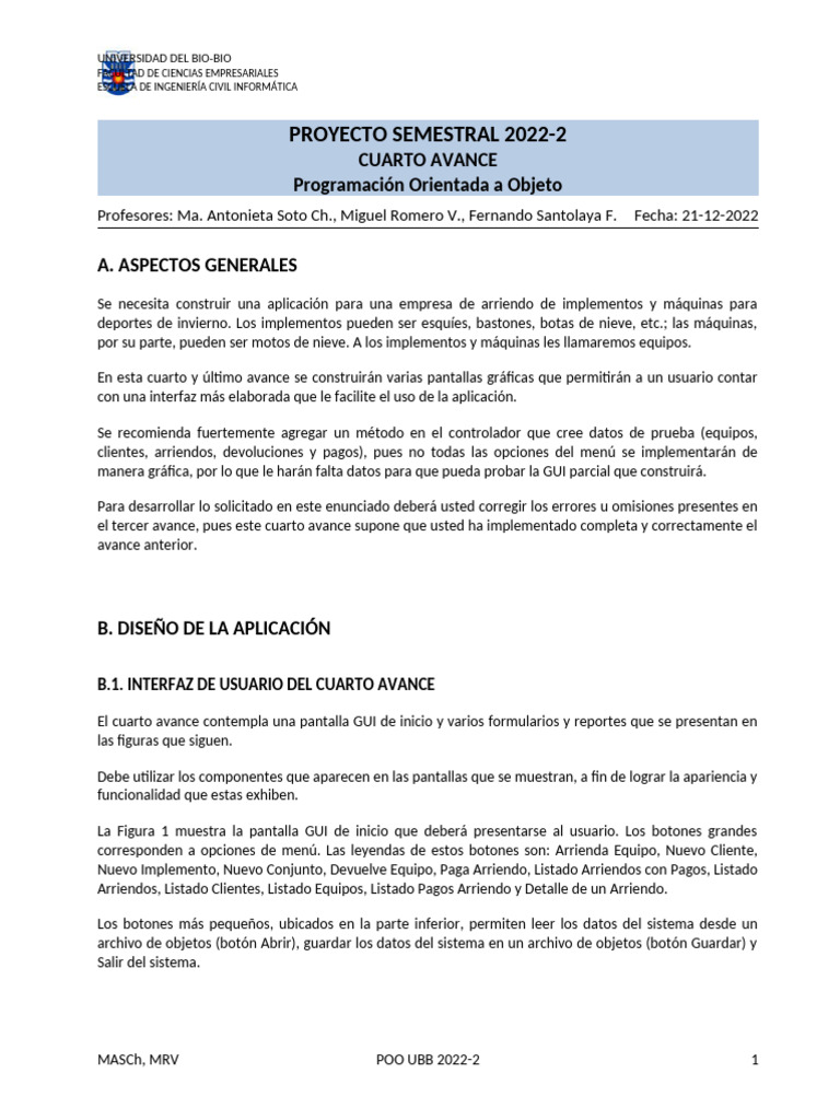 Proyecto Semestral POO -Avance 4- 2022-2 | PDF | Interfaces gráficas de usuario | Botón ...