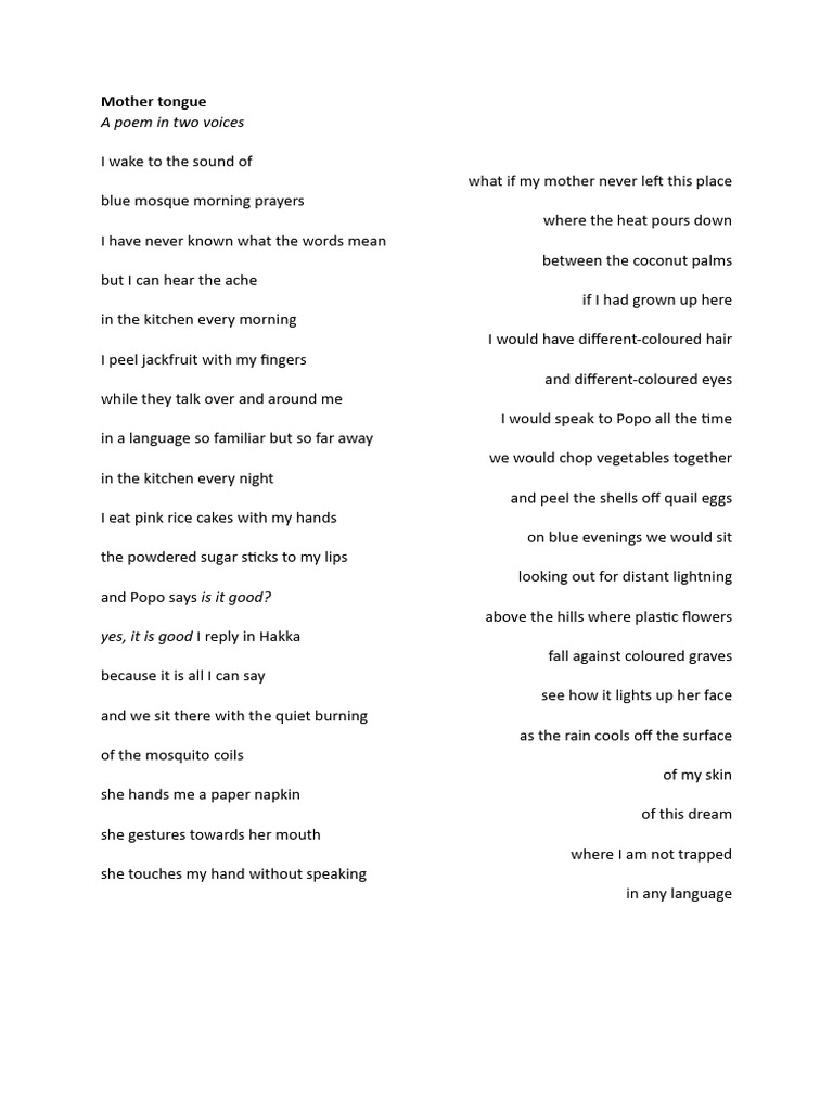 Mother Tongue: A Poem by Nina Powles | PDF