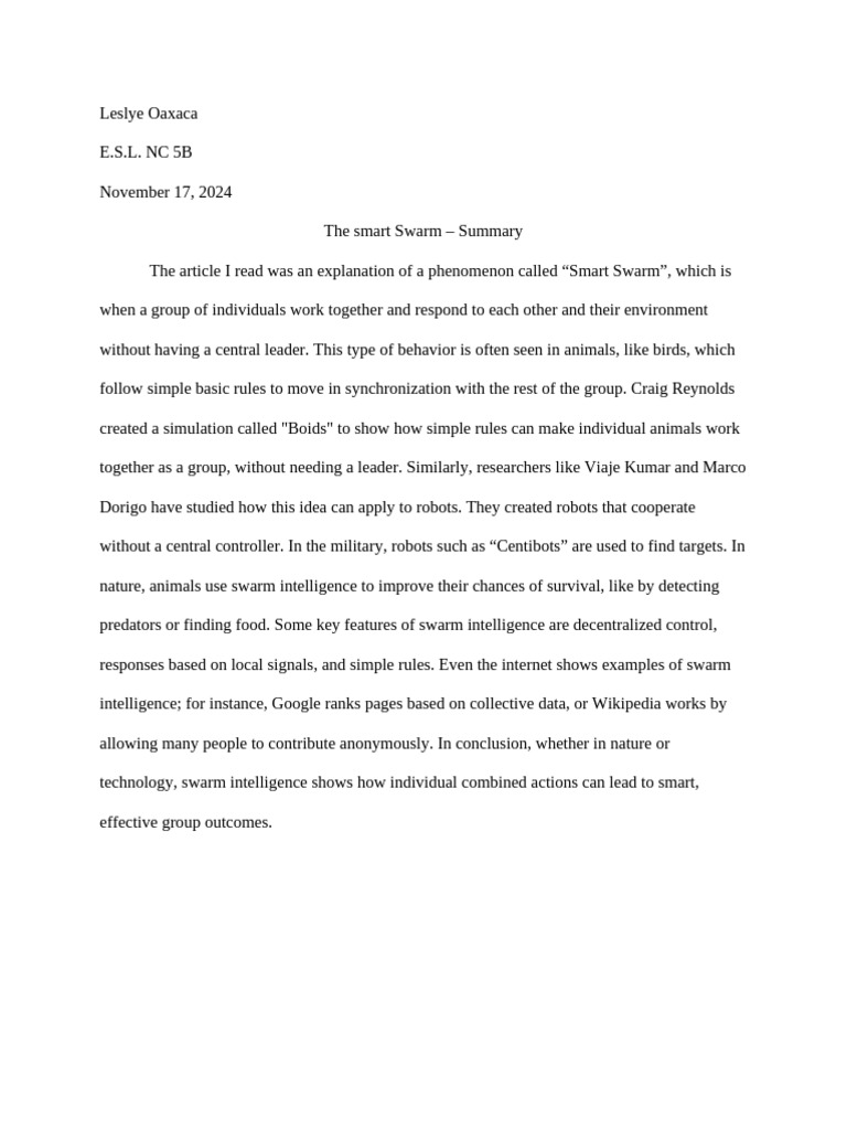 The Smart Swarm - Summary | PDF