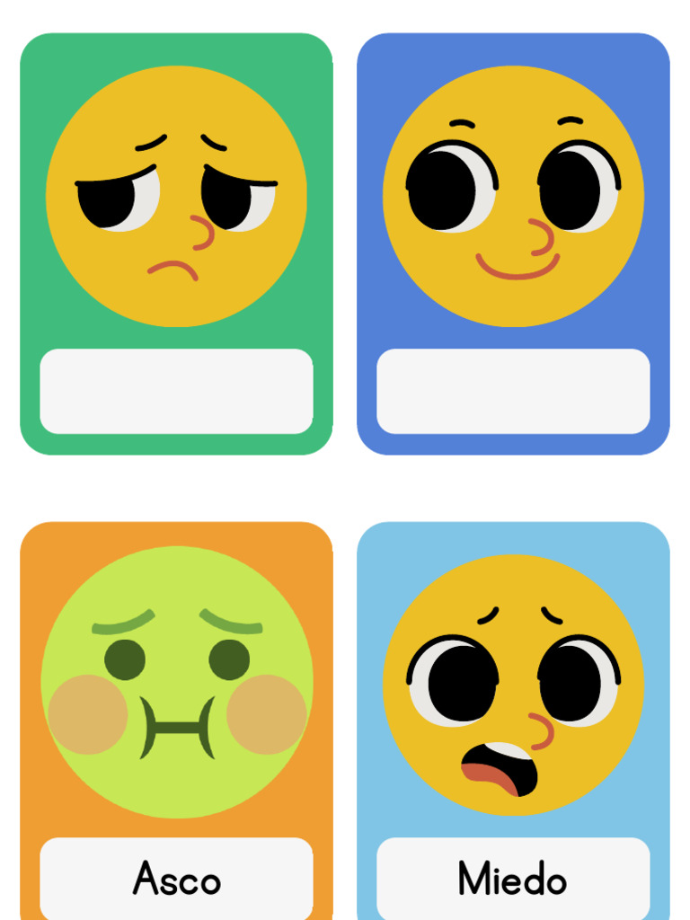Tarjetas Educativas de las Emociones Ilustrado Colorido | PDF