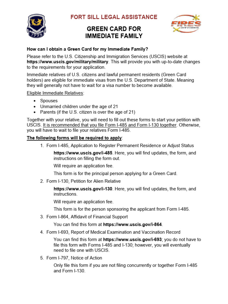 Green Card Process for Immediate Family | PDF | Government And ...