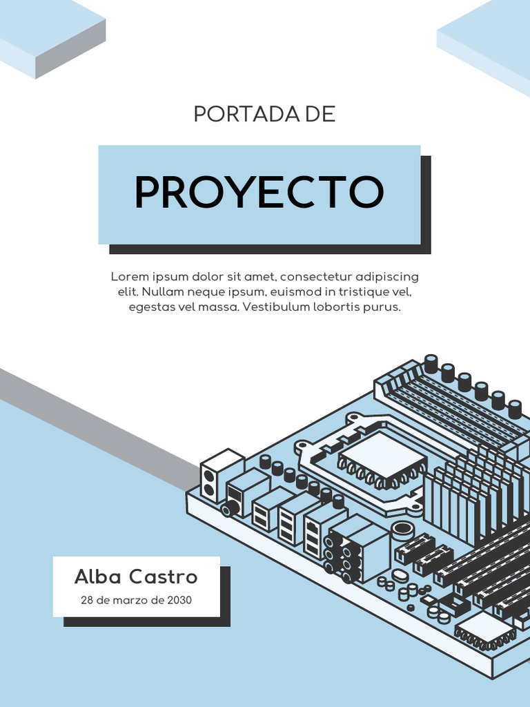 Documento A4 Portada de Proyecto Tecnológico Geométrico Azul | PDF