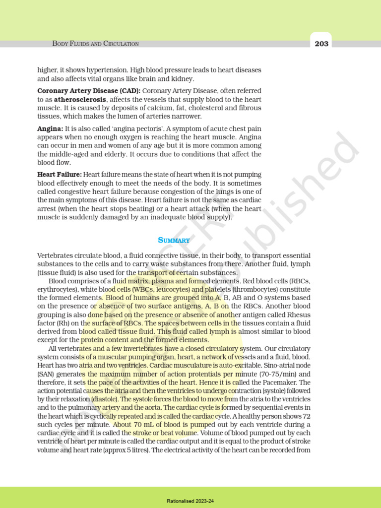 NCERT 11th Biology New 2023 - 21 | PDF | Heart | Blood