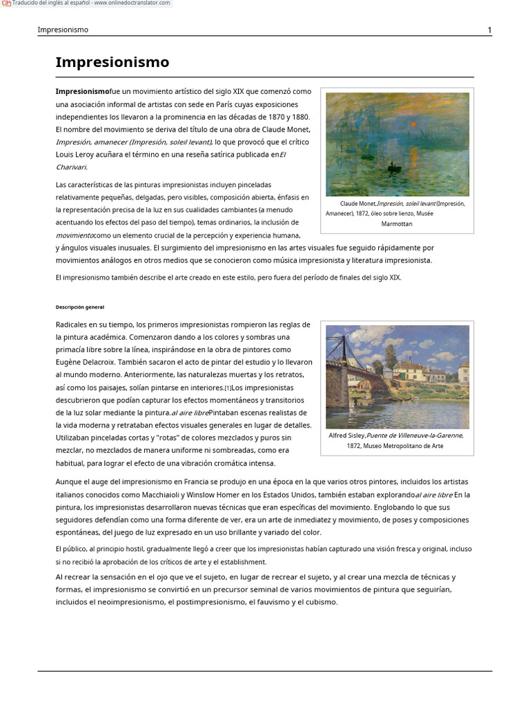 Impressionism 2.0.en - Es | PDF | Impresionismo | Pierre Auguste Renoir