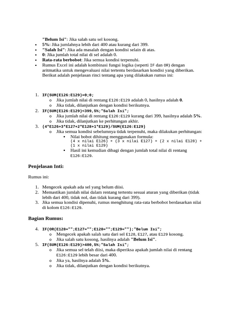 Rumus Excel Rata-rata Berbobot dan Validasi | PDF