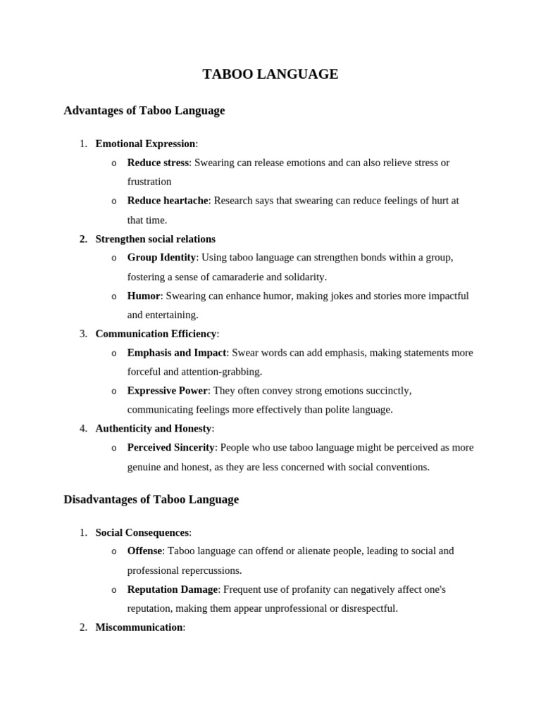 Taboo language | PDF | Profanity | Social Psychology