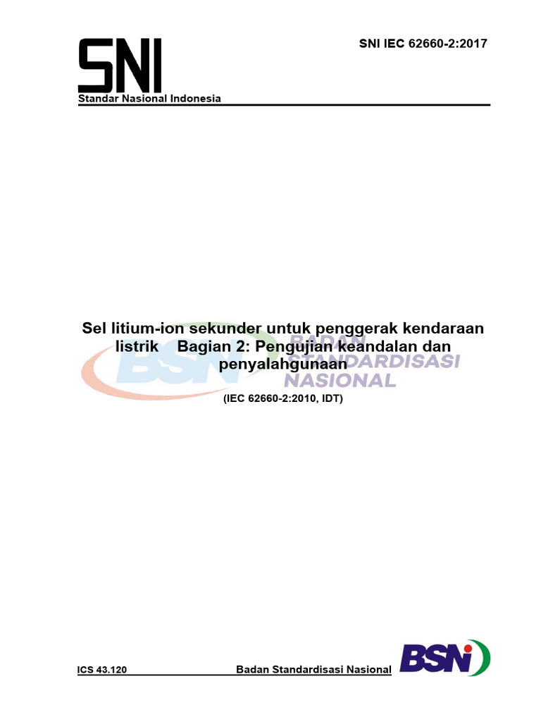 Sni Iec 62660-2-2017 | PDF